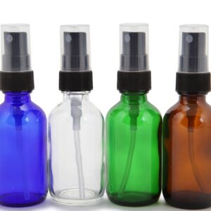 Vivaplex, 12, Assorted Colors, 1 oz Glass Bottles, with Black Fine Mist Sprayers