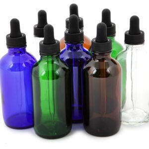 Vivaplex, 8, Assorted Colors, 4 oz Glass Bottles, with Glass Eye Droppers