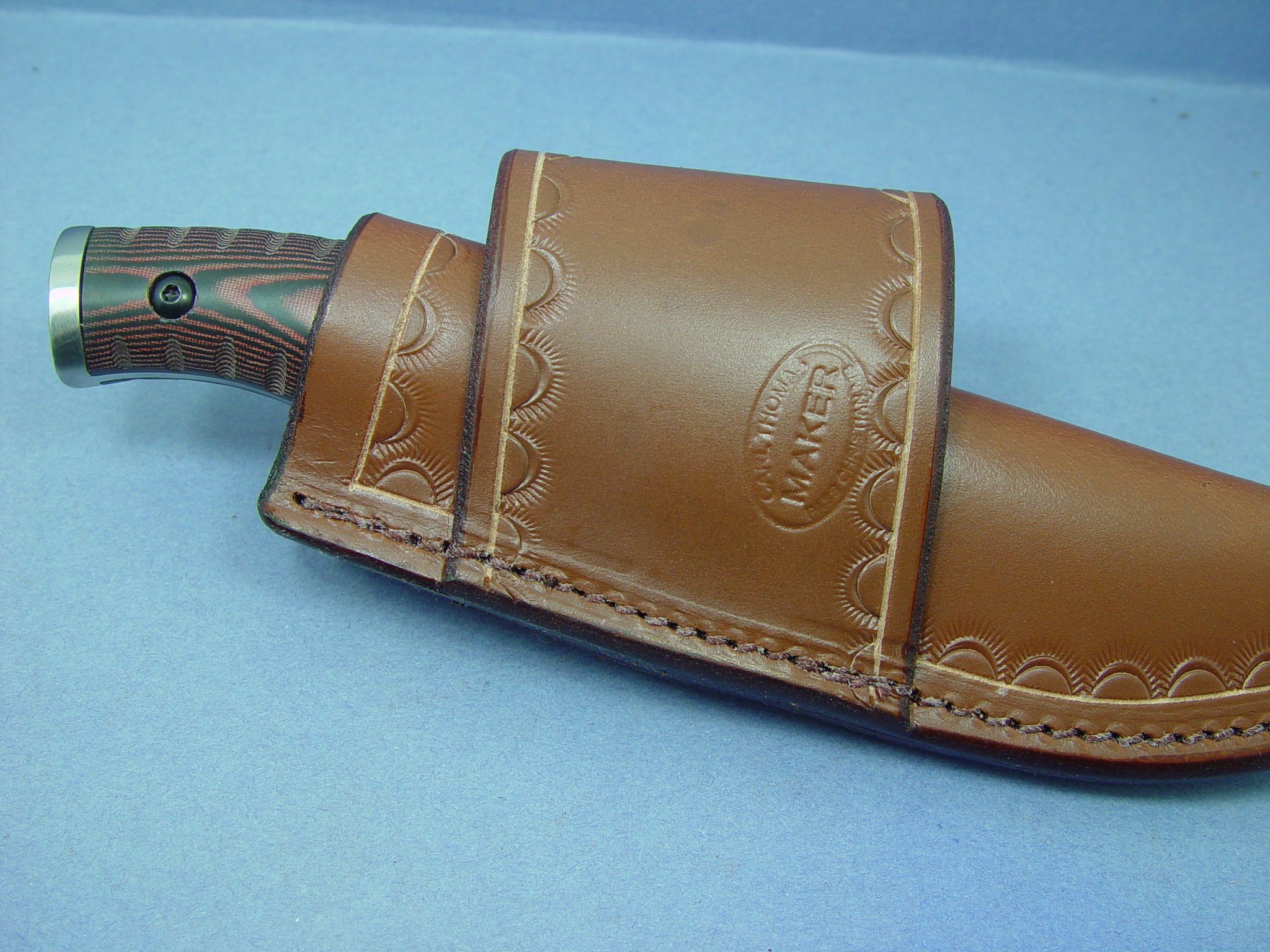 Cross Draw Knife Sheath for Buck Selkirk Knife, Leather Fixed Blade Knife Holder, Dyed Light Brown