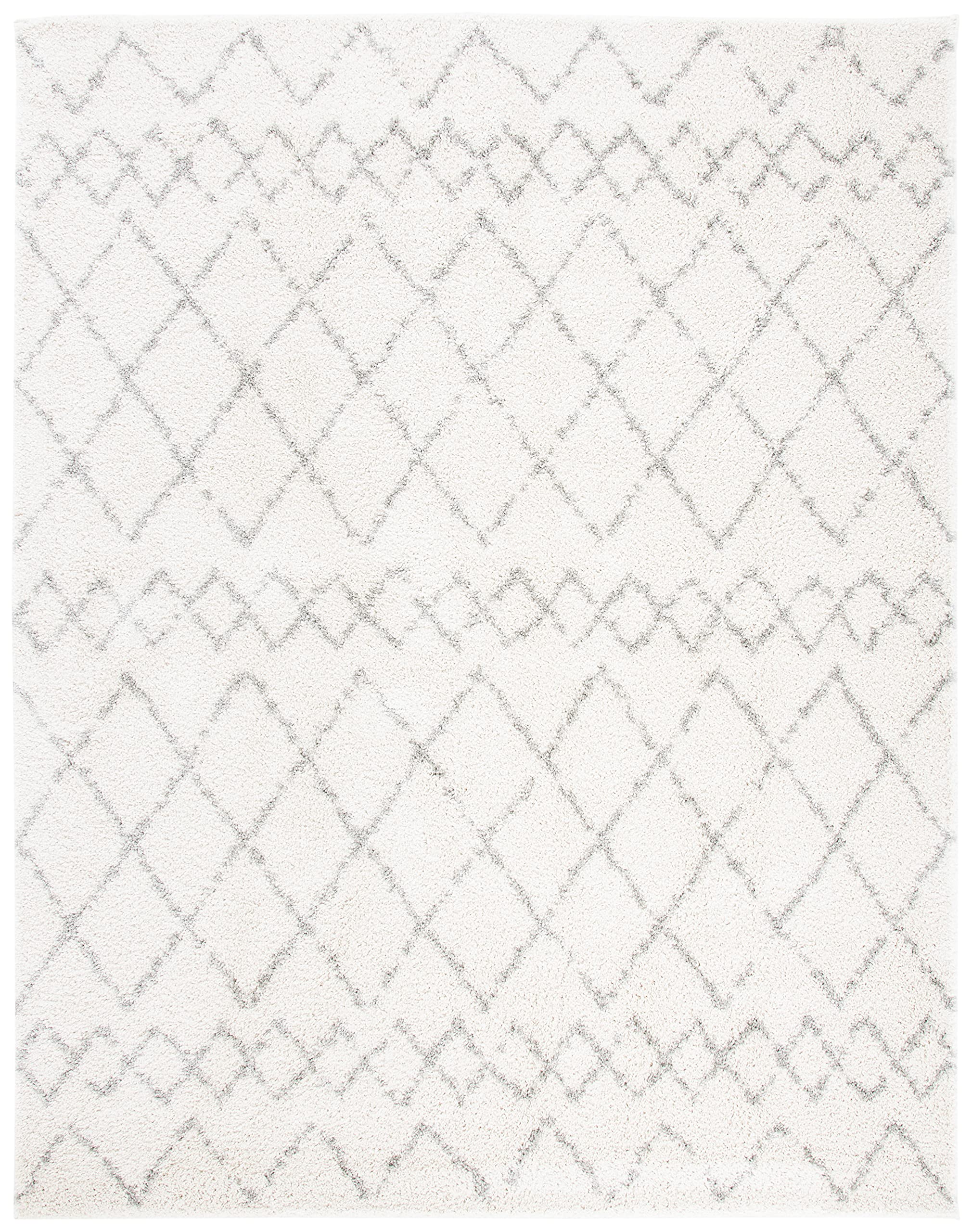 SAFAVIEH Berber Shag Collection Area Rug - 9' x 12', Cream & Light Grey, Moroccan Design, Non-Shedding & Easy Care, 1.2-inch Thick Ideal for High Traffic Areas in Living Room, Bedroom (BER165C)