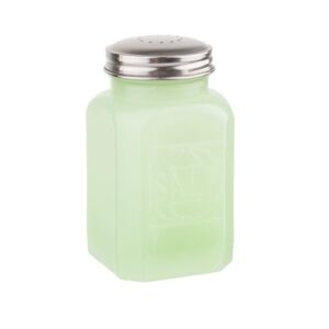 tablecraft salt shaker with metal top, 2.5 x 2.5 x 4.5, green