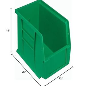 Quantum QUS221 Plastic Stackable Bin, 9-1/4 x 6 x 5 Green - Lot of 12