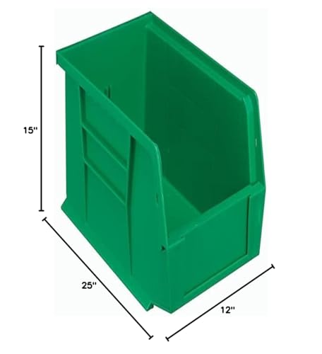 Quantum QUS221 Plastic Stackable Bin, 9-1/4 x 6 x 5 Green - Lot of 12