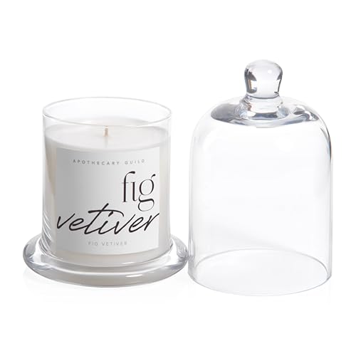 Zodax | Black Fig Vetiver | Apothecary Guild Scented Candle Jar with Glass Dome | 68 Hour Burn Time