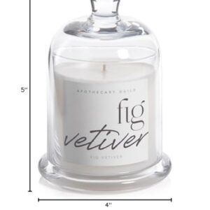 Zodax | Black Fig Vetiver | Apothecary Guild Scented Candle Jar with Glass Dome | 68 Hour Burn Time