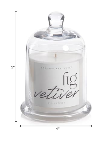 Zodax | Black Fig Vetiver | Apothecary Guild Scented Candle Jar with Glass Dome | 68 Hour Burn Time