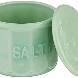 Tablecraft Salt Cellar with Lid, 3.75" x 3.75" x 3.125", Green