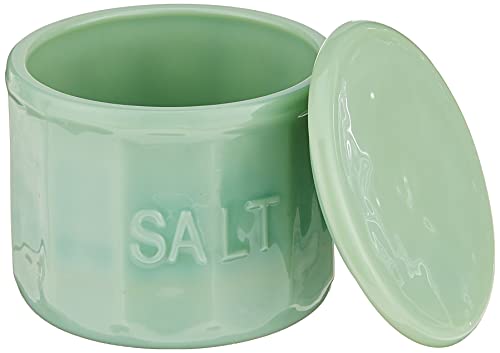 Tablecraft Salt Cellar with Lid, 3.75" x 3.75" x 3.125", Green