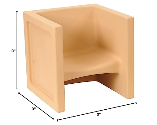 Kaplan Early Learning Versatile Comfortable Natural Cube Chair for Toddlers - Kids Lightweight, Waterproof, Reversible Seat