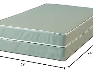 Mattress Solution 8-Inch Firm Double sided Tight top Waterproof Vinyl Innerspring Mattress and 8" Wood Traditional Box spring Set, Twin