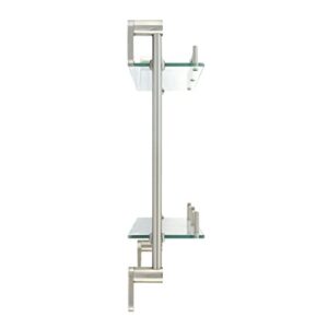 MODONA Double Wall Glass Shelf with Pre-Installed Rail - Satin Nickel - Oval Series - 5 Year Warrantee