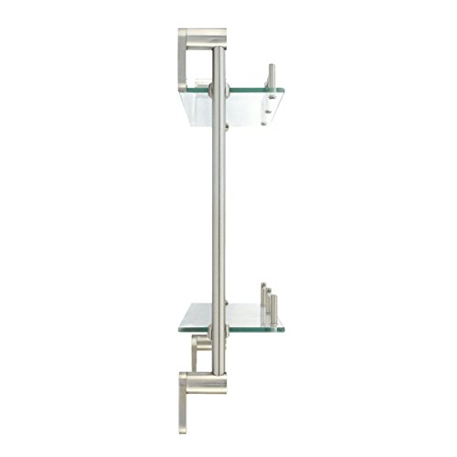 MODONA Double Wall Glass Shelf with Pre-Installed Rail - Satin Nickel - Oval Series - 5 Year Warrantee