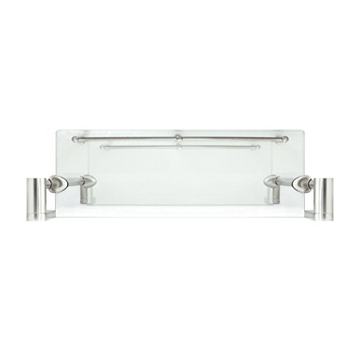 MODONA Double Wall Glass Shelf with Pre-Installed Rail - Satin Nickel - Oval Series - 5 Year Warrantee