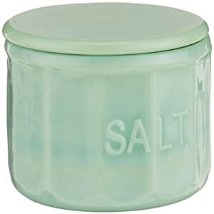 tablecraft salt cellar with lid, 3.75" x 3.75" x 3.125", green