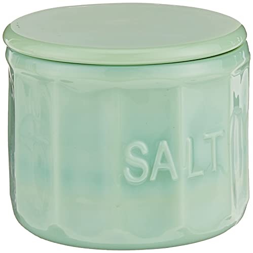 Tablecraft Salt Cellar with Lid, 3.75" x 3.75" x 3.125", Green