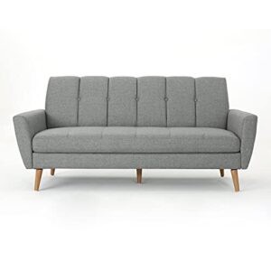 christopher knight home treston mid-century fabric sofa, grey / natural