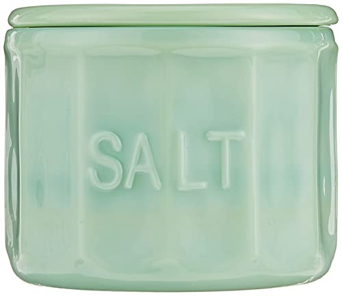 Tablecraft Salt Cellar with Lid, 3.75" x 3.75" x 3.125", Green