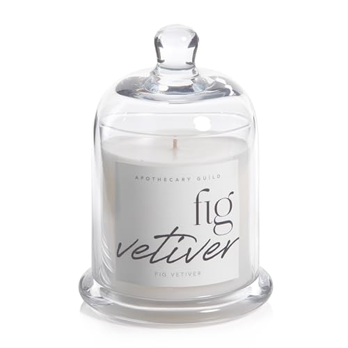 Zodax | Black Fig Vetiver | Apothecary Guild Scented Candle Jar with Glass Dome | 68 Hour Burn Time