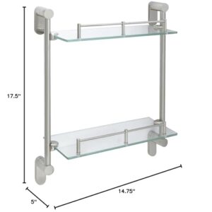 MODONA Double Wall Glass Shelf with Pre-Installed Rail - Satin Nickel - Oval Series - 5 Year Warrantee