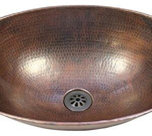 SimplyCopper 17" Oval Copper Vessel Bath Sink with 13" Waterfall Faucet and Daisy Drain Inlcuded