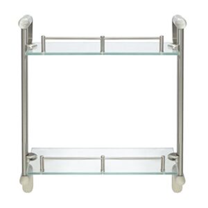 modona double wall glass shelf with pre-installed rail - satin nickel - oval series - 5 year warrantee