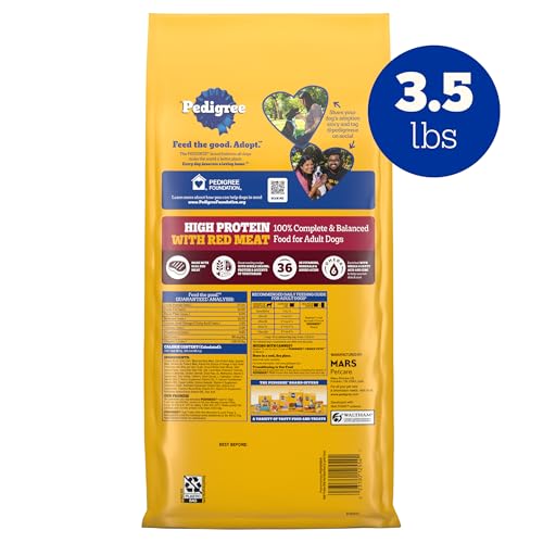 PEDIGREE High Protein Adult Dry Dog Food Beef and Lamb Flavor Dog Kibble, 3.5 lb. Bag