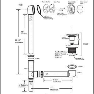 Westbrass 22" Deep Soak Tip-Toe Drain Bath Waste & Overflow, Polished Chrome ,7931817CHM-26