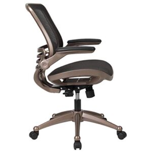 Flash Furniture Warfield Mid-Back Transparent Black Mesh Executive Swivel Office Chair with Melrose Gold Frame and Flip-Up Arms