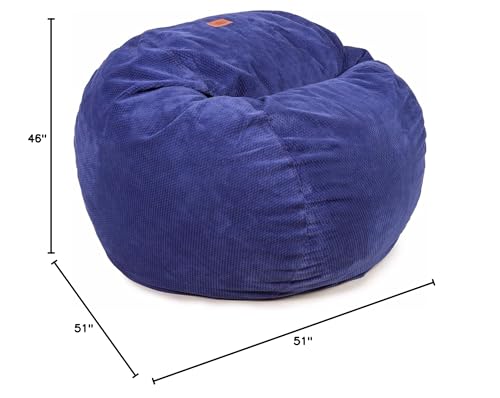 CordaRoy's Chenille Bean Bag Chair, Convertible Chair Folds from Bean Bag to Lounger, As Seen on Shark Tank, Navy - King Size