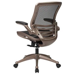 Flash Furniture Warfield Mid-Back Transparent Black Mesh Executive Swivel Office Chair with Melrose Gold Frame and Flip-Up Arms