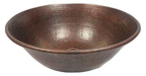 simplycopper 14" round copper vessel bath sink brushed sedona highlighting