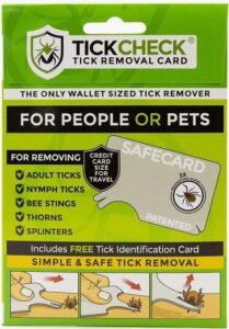 tick remover card - wallet sized tick removal tool with free tick id card & testing information - for people, dogs, cats (1 pack)