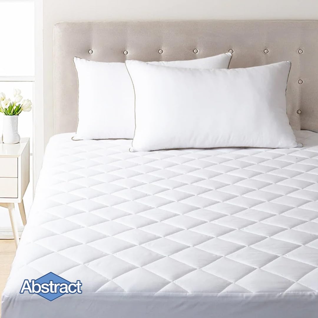 Abstract Twin Mattress Topper - Quilted, Fitted Mattress Pad Twin Deep Pockets - Breathable Cooling Soft Cotton Twin Bed Mattress Topper - Pillow Topper- 39" x75" Twin, White