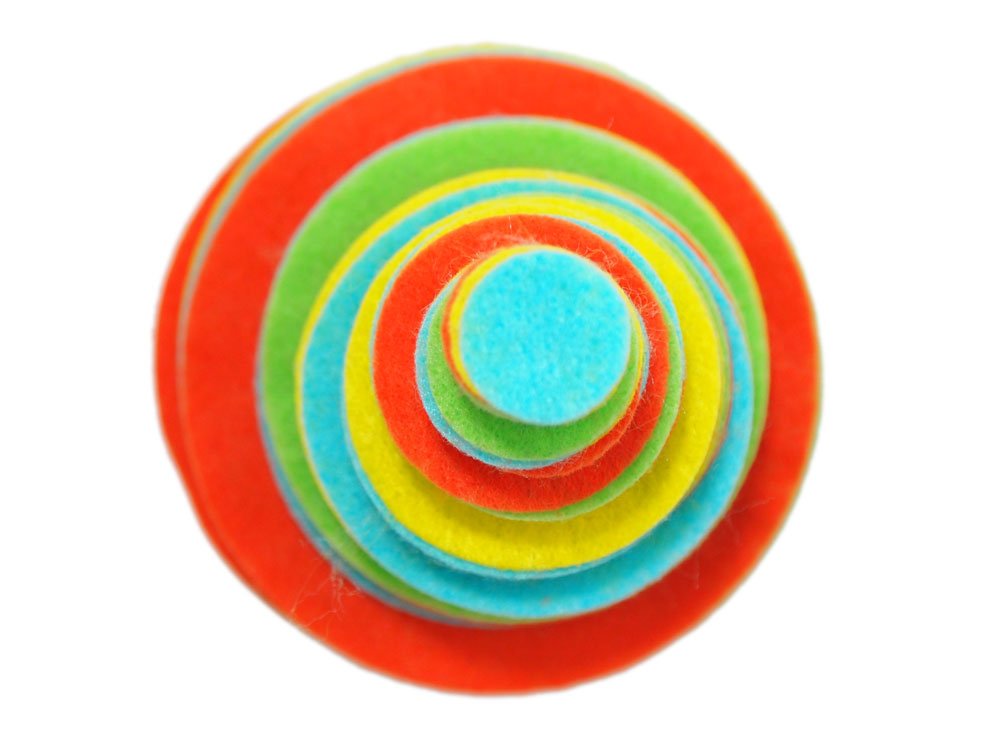 Playfully Ever After Light Green, Turquoise, Orange & Yellow Craft Felt Circles (Mixed Size Pack - 56pc)