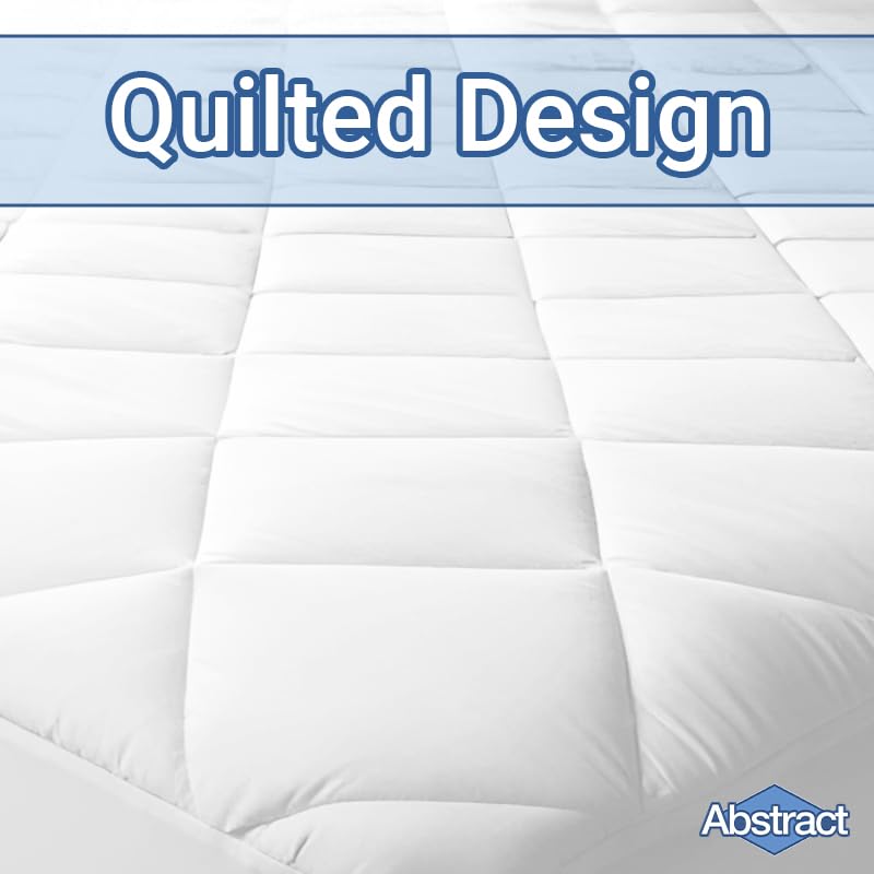 Abstract Twin Mattress Topper - Quilted, Fitted Mattress Pad Twin Deep Pockets - Breathable Cooling Soft Cotton Twin Bed Mattress Topper - Pillow Topper- 39" x75" Twin, White