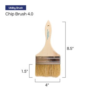 Pro Grade - Chip Paint Brushes - 12 Ea 4 Inch Chip Paint Brush Light Brown