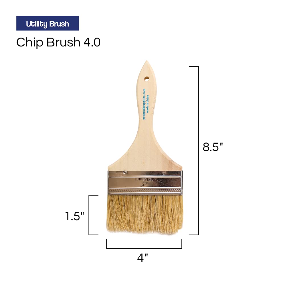 Pro Grade - Chip Paint Brushes - 12 Ea 4 Inch Chip Paint Brush Light Brown