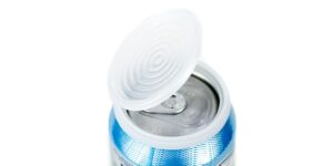 smarter-seal, 6-pack, reusable, bpa free, pop or beverage can lids, covers, protectors, toppers for soda, seltzer, beer, energy drinks. keep carbonated beverages more bubbly and fizzy