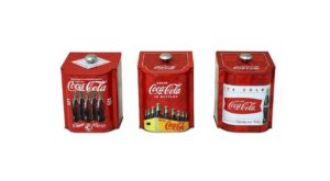 tin box 28875 set of 3 vintage style coca cola logo tin containers sloped lids, 5.5" h x 4.25" l x 4" w, red