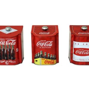 Tin Box 28875 Set of 3 Vintage Style Coca Cola Logo Tin Containers Sloped Lids, 5.5" H x 4.25" L x 4" W, Red