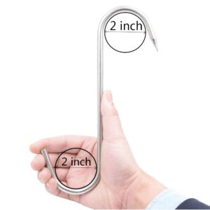 HONSHEN 10" Meat Hooks,8mm Heavy Duty S-Hooks Stainless Steel Meat Processing Butcher Hook 4Pack