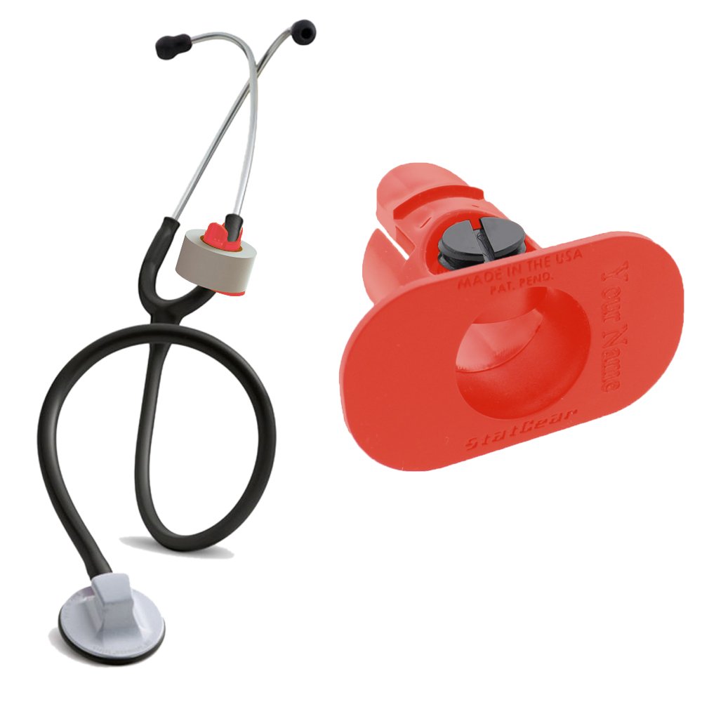 StatGear Stethoscope Tape Holder - Personalized Medical Items for Nurses, Paramedics, EMT, EMS - Red