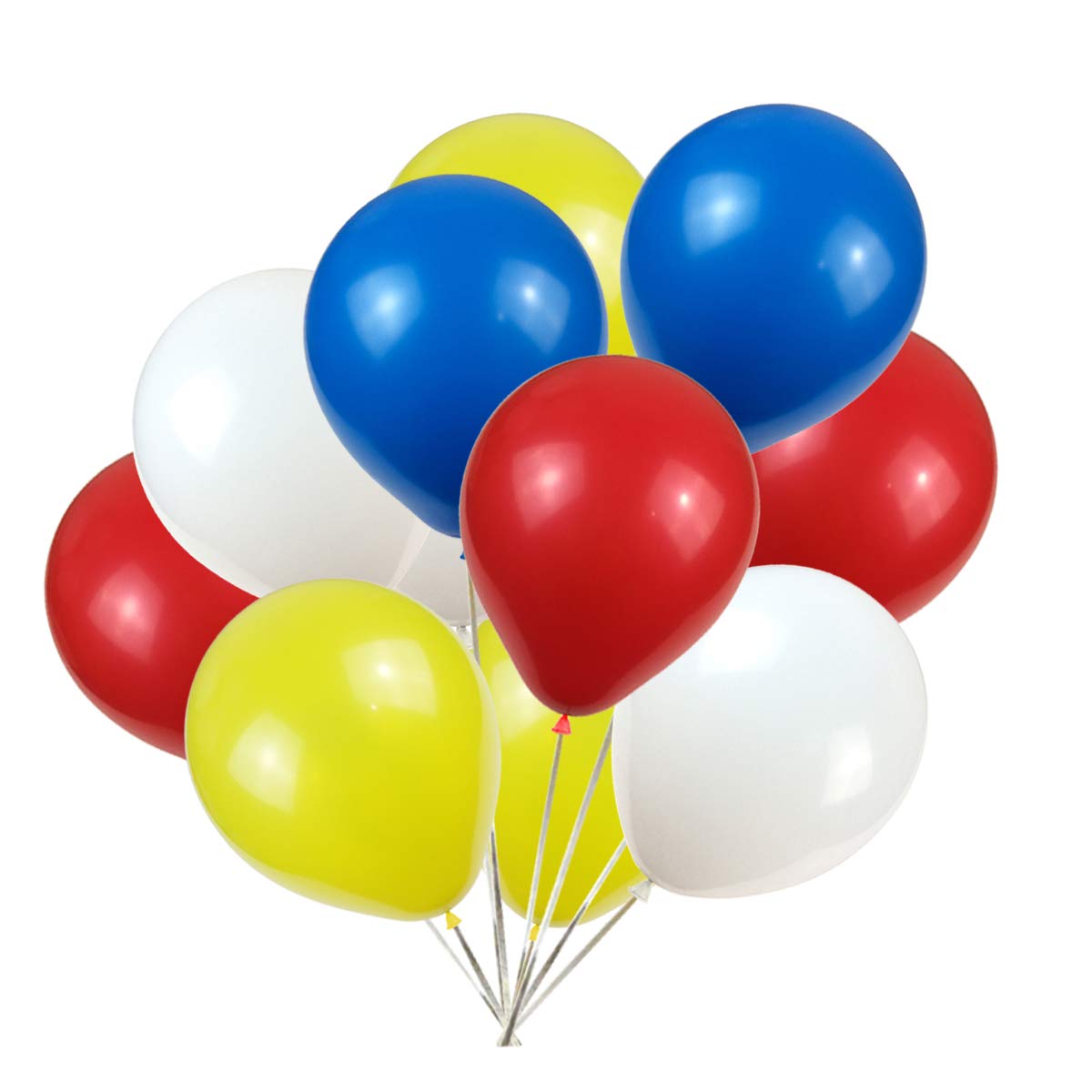 KADBANER White Yellow Red Blue Balloons,100-Pack,12-Inch Latex Balloons