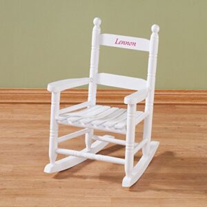 Miles Kimball Personalized Childs White Rocker - Pink Font