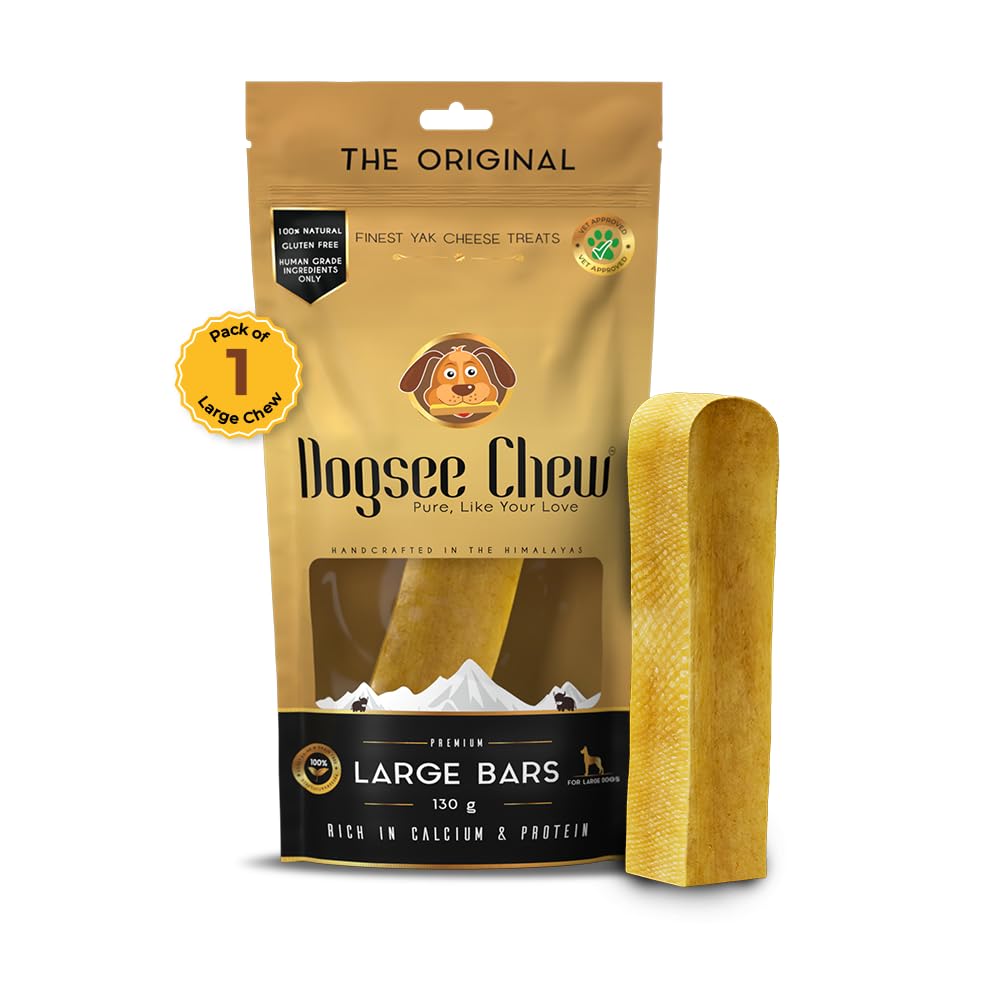 Dogsee Chew Dog Dental Chews | Long Lasting Dog Chews for Large Dogs | Yak Cheese Flavored Himalayan Dog Chew That Will Lower The Chances of Plaque and Tartar Growth | 1 Bar