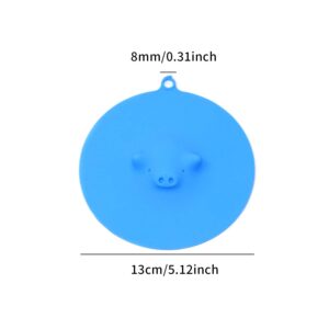 Honbay 5PCS 13cm/5.12inch Cute Swimming Piggy Anti-dust Silicone Cup Lids Mug Cover with Hanging Loops