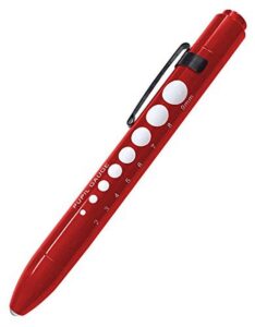 prestige medical soft led pupil gauge penlight with poly bag packagaing, red