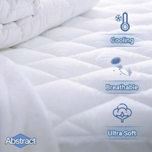 Abstract Twin Mattress Topper - Quilted, Fitted Mattress Pad Twin Deep Pockets - Breathable Cooling Soft Cotton Twin Bed Mattress Topper - Pillow Topper- 39" x75" Twin, White