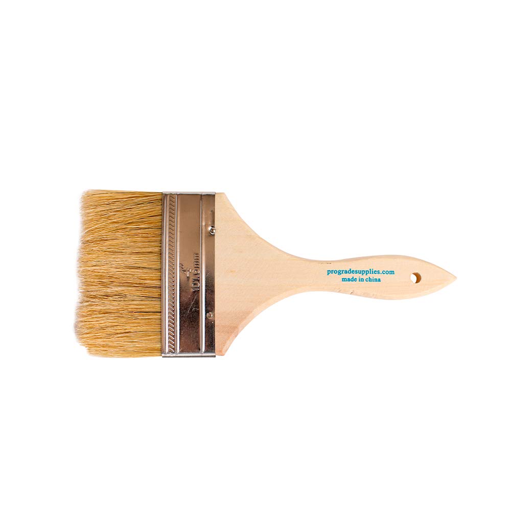 Pro Grade - Chip Paint Brushes - 12 Ea 4 Inch Chip Paint Brush Light Brown