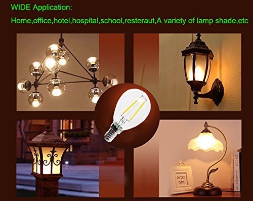 CTKcom 2W G45/G14 Candelabra LED Bulbs Dimmable(4 Pack)- E14 Base Vintage Edison LED Bulb 20W Equivalent 2700K Warm White Lamp for Home,Pendant Lights,Sconces,Antique Light Fixtures 110V~130V AC